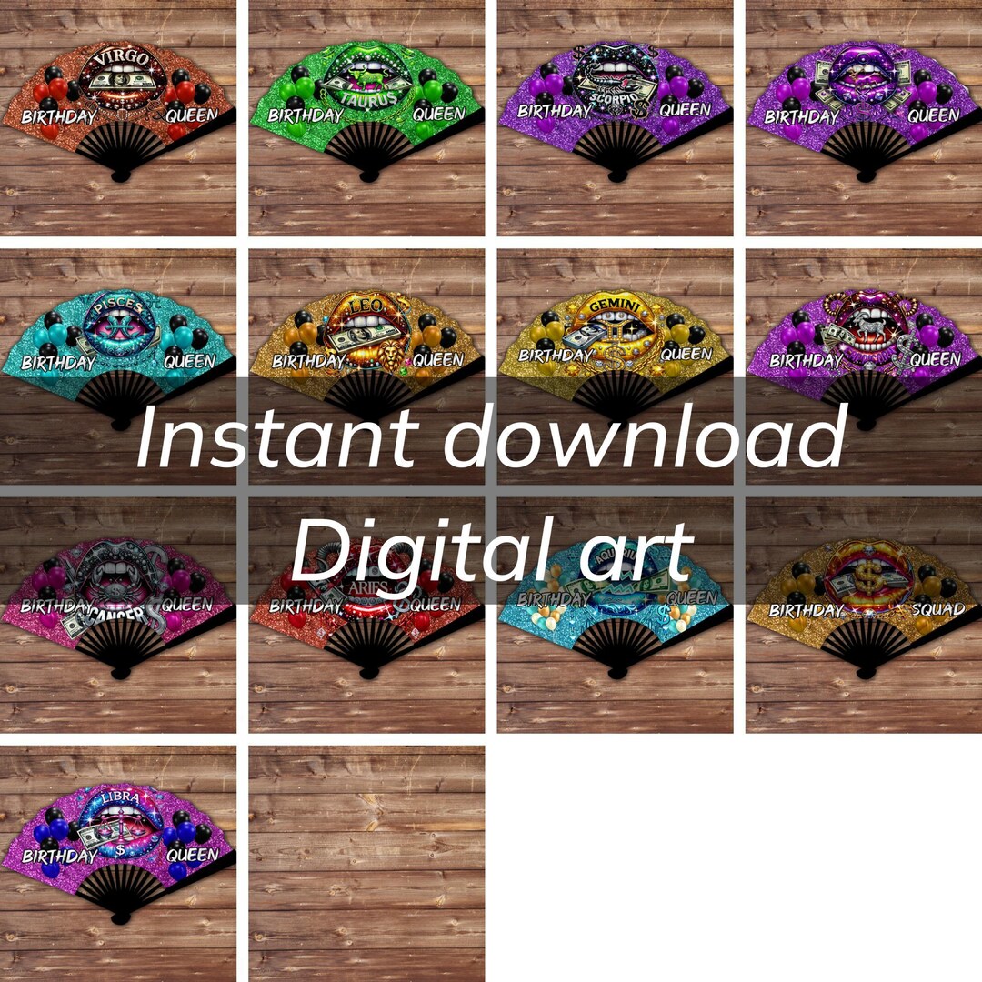 Zodiac Birthday Queen Decorative Fan PNG - Astrology Folding Fan Design ...