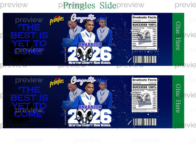 Navy Blue 2026 Graduation Party Favor Template - Editable Chip Bag ...