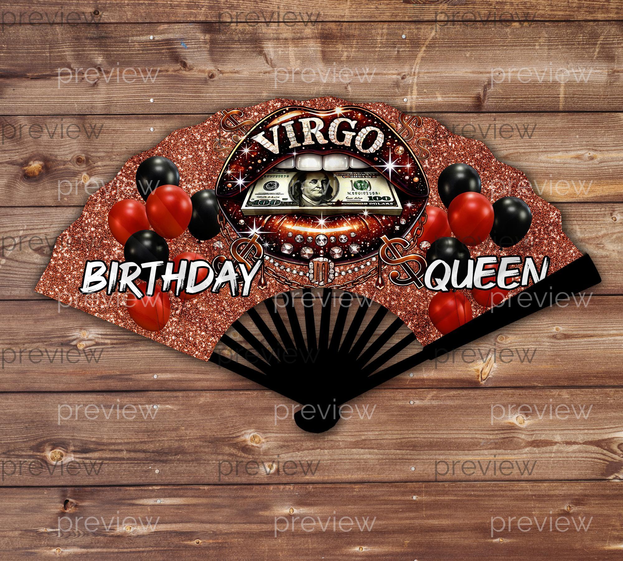 Zodiac Birthday Queen Decorative Fan PNG - Astrology Folding Fan Design ...