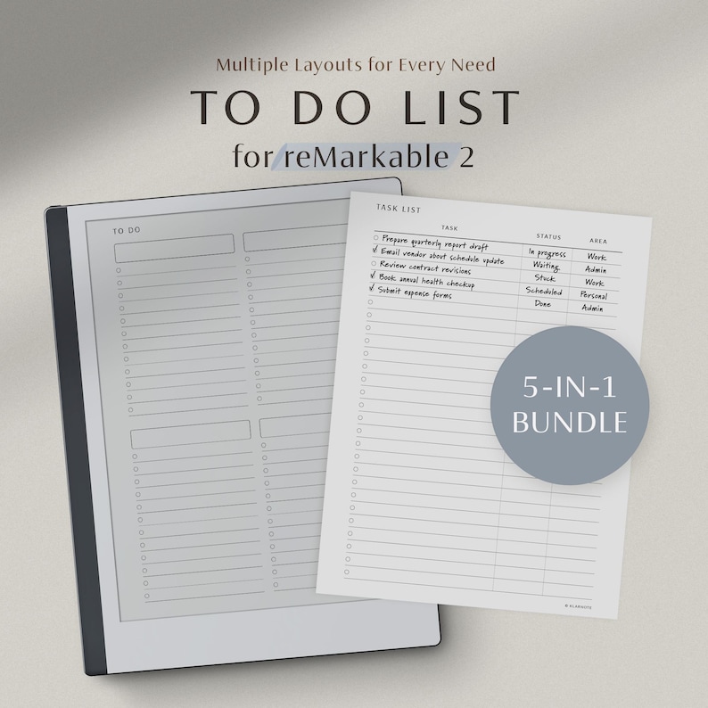 ReMarkable 2 To Do List Templates, Daily Task List, Checklist Bundle ...