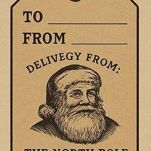 Vintage North Pole Christmas Gift Tags | Rustic Santa Labels (instant ...