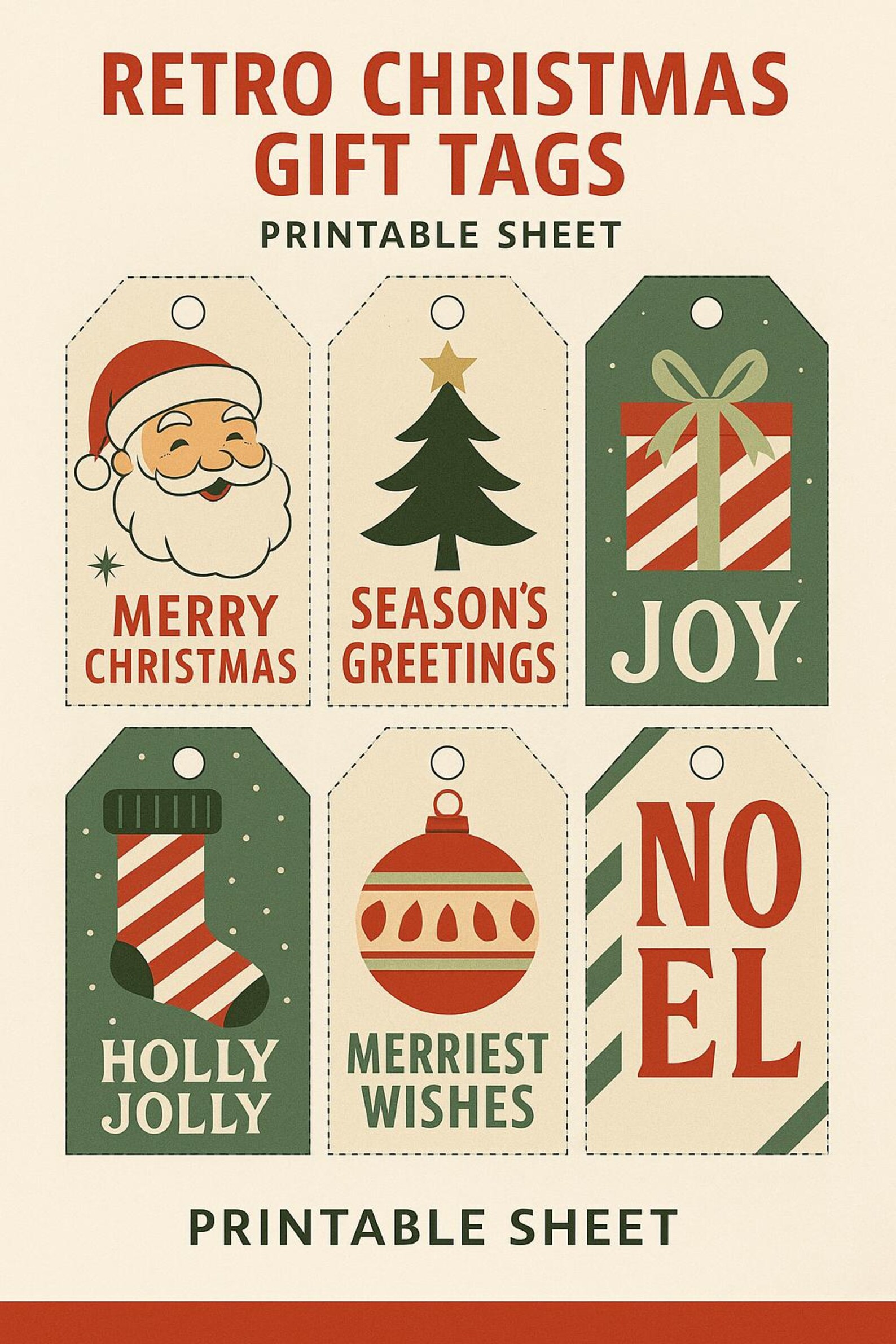 Retro Christmas Gift Tags Printable | Vintage Holiday Labels (PDF) - Etsy