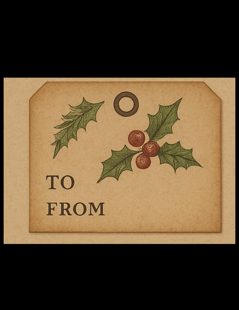Vintage Christmas Gift Tags | Rustic Kraft Holiday Labels (instant ...