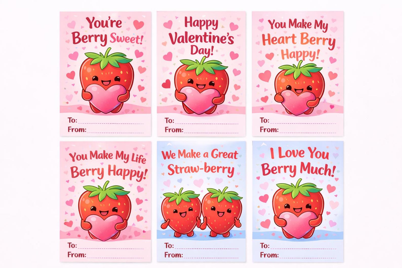 Strawberry Valentine Cards for Kids | You’re Berry Sweet Valentines ...