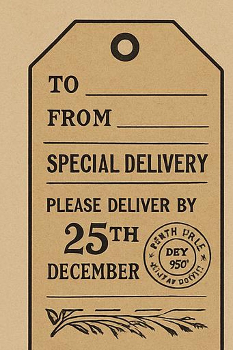 Vintage North Pole Christmas Gift Tags | Rustic Santa Labels (instant ...