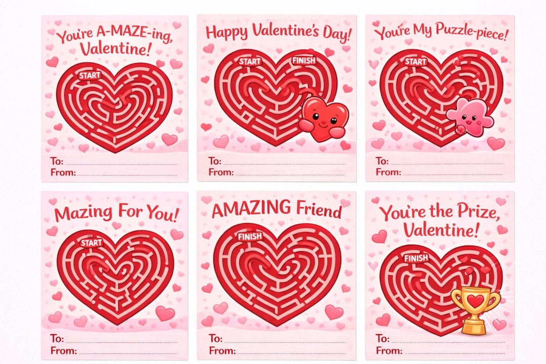 Heart Maze Valentine Cards for Kids | You’re A-maze-ing Classroom ...