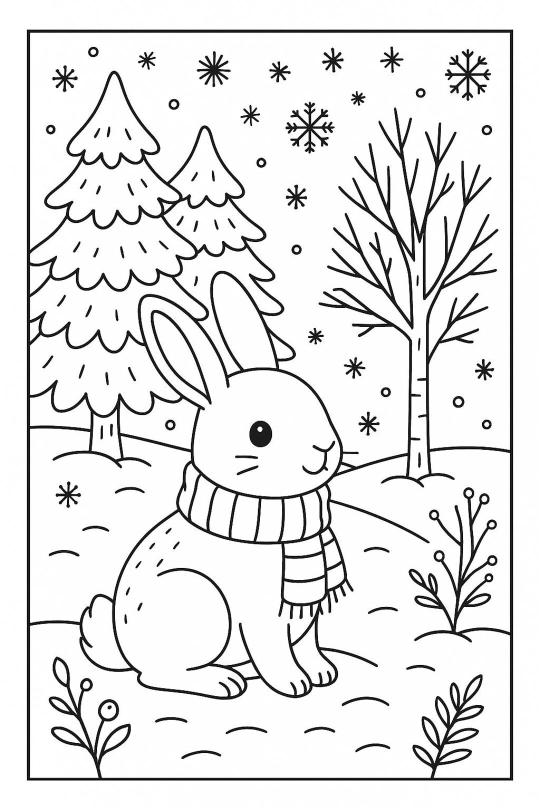 Winter Animals Coloring Pages | Forest Friends Printable (PDF + PNG) - Etsy