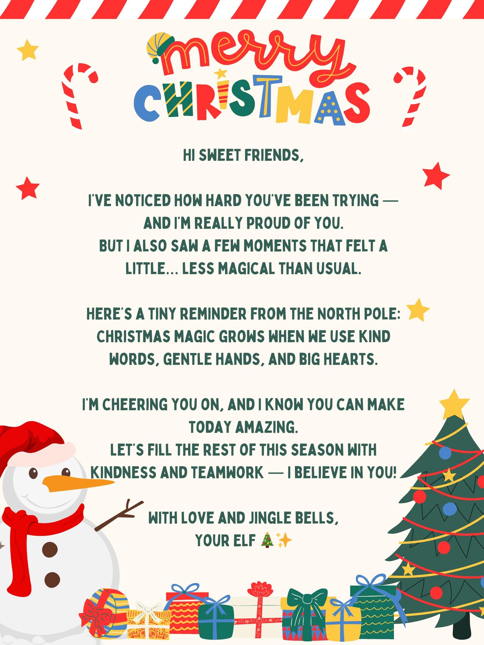 Elf Behavior Reminder Letter – Kind Christmas Printable (PDF) - Etsy