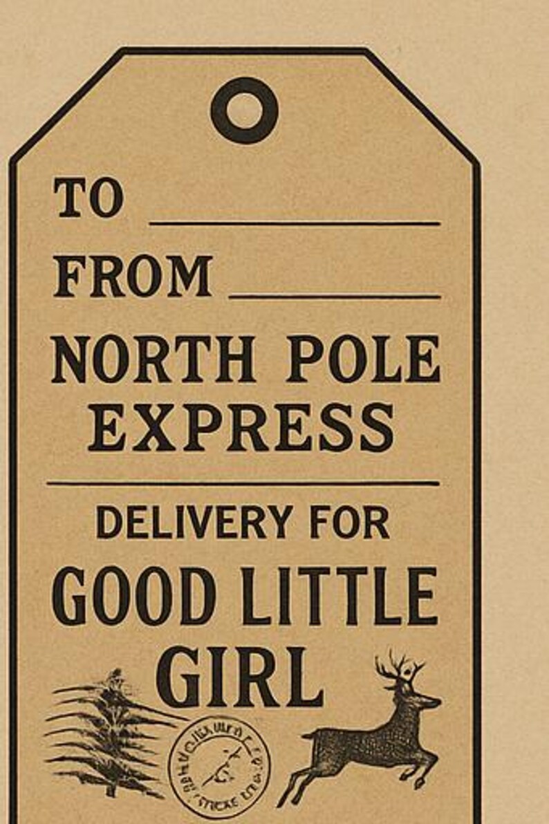 Vintage North Pole Christmas Gift Tags | Rustic Santa Labels (instant ...