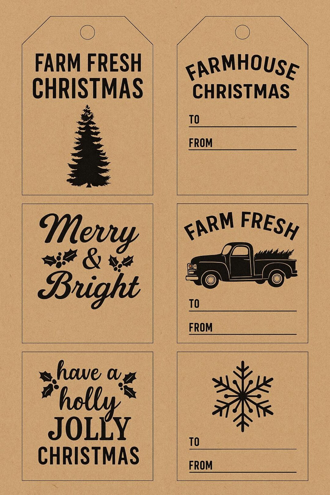 Farmhouse Christmas Gift Tags Printable | Rustic Holiday Tags PDF ...