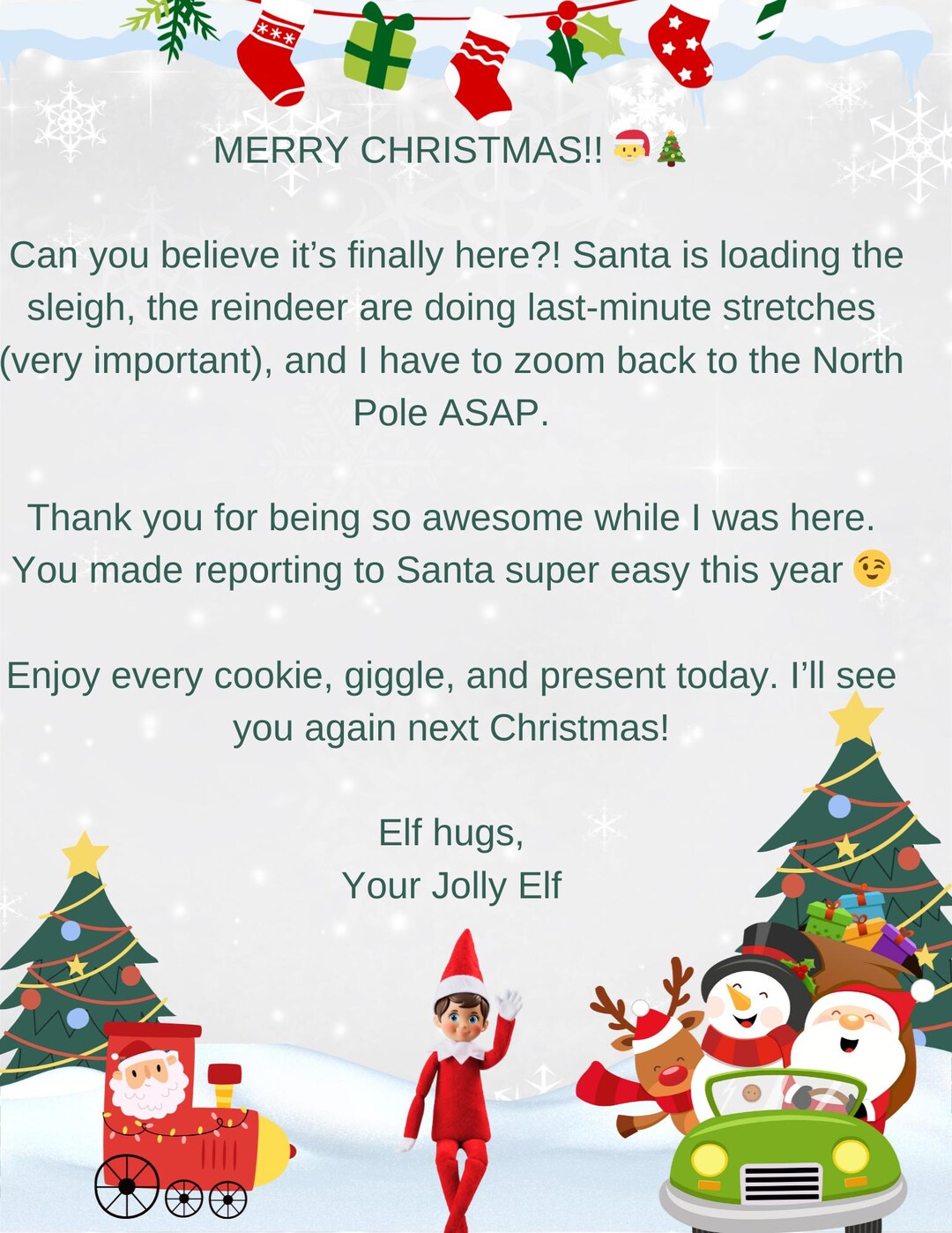 Elf on the Shelf Goodbye Letter Printable | Elf Leaving Letter | End of ...
