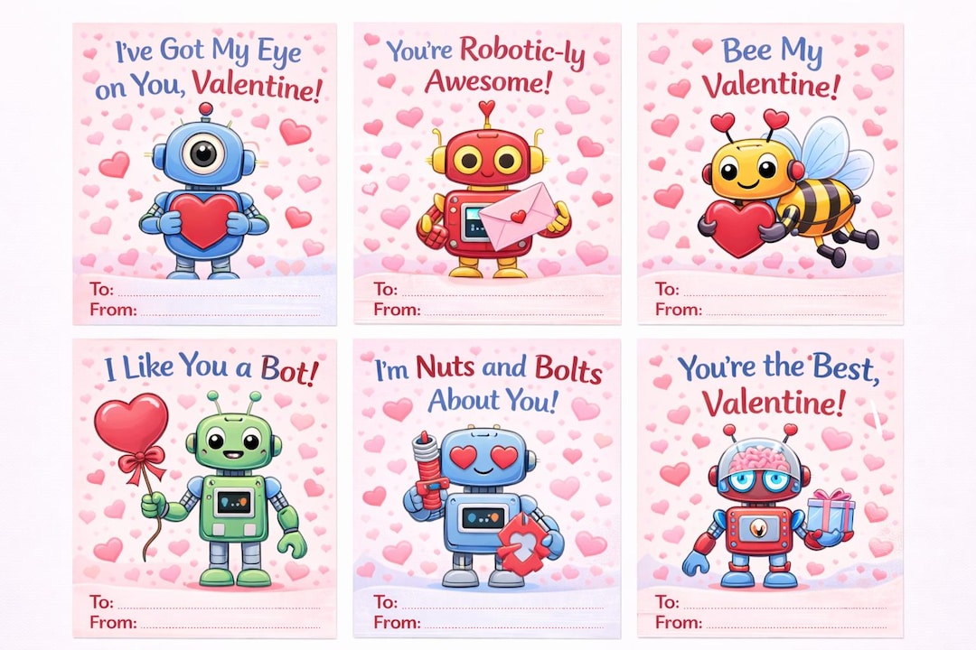 Robot Valentine Cards for Kids | STEM Classroom Valentines (PDF ...