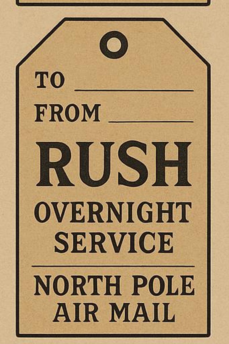 Vintage North Pole Christmas Gift Tags | Rustic Santa Labels (instant ...