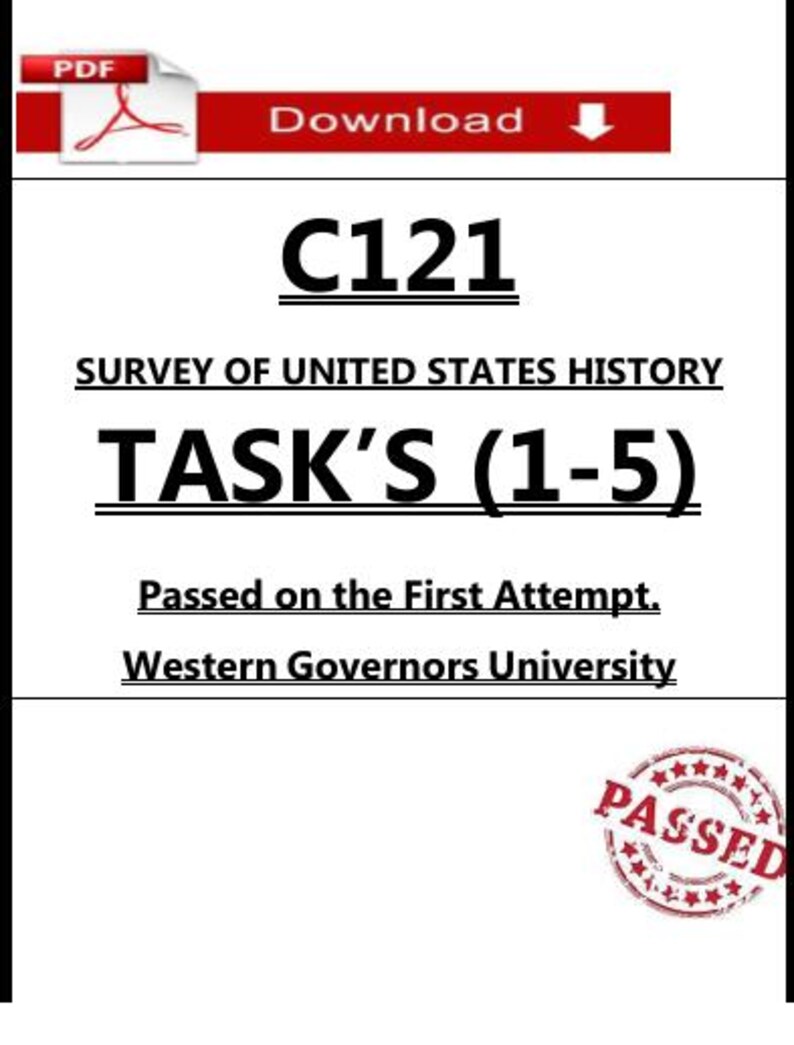 WGU C121 Survey of United States History Study Guide | Tasks 1–5 ...