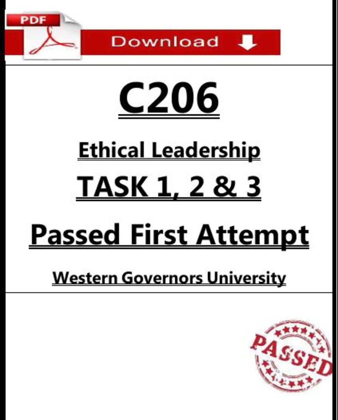 WGU C206 Ethical Leadership Study Guide | Tasks 1–3 | Performance ...