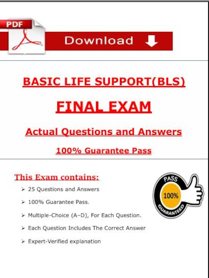 Basic Life Support (BLS) Final Exam – Actual Questions & Answers - Etsy