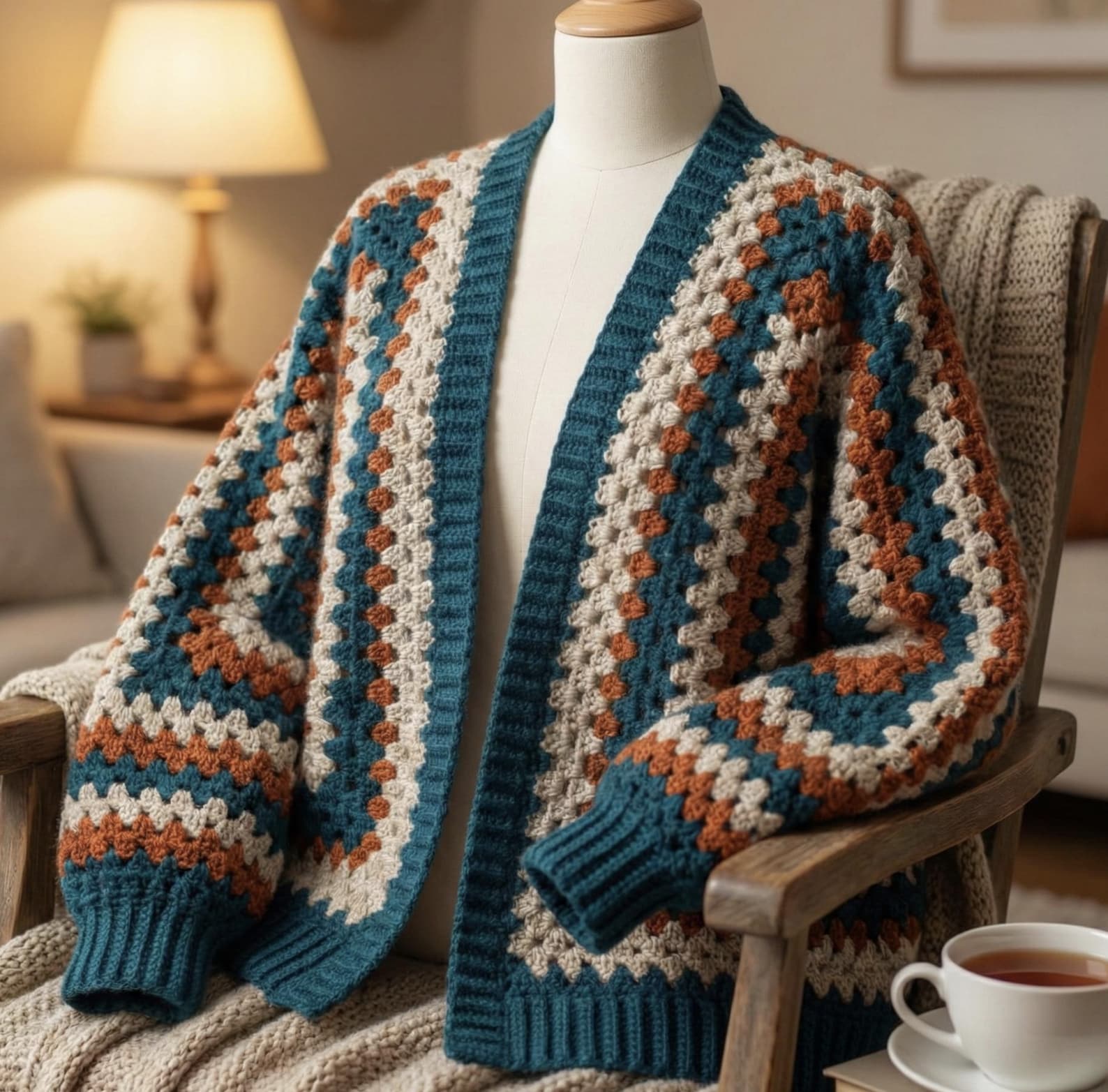 Crochet Granny Hexagon Cardigan Pattern : Modern Hexi Sweater Jacket ...