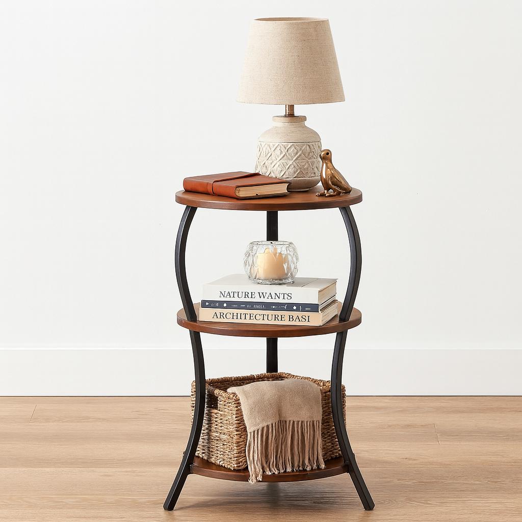 Rustic Round 3 Tier Side Table for Small Spaces - Etsy