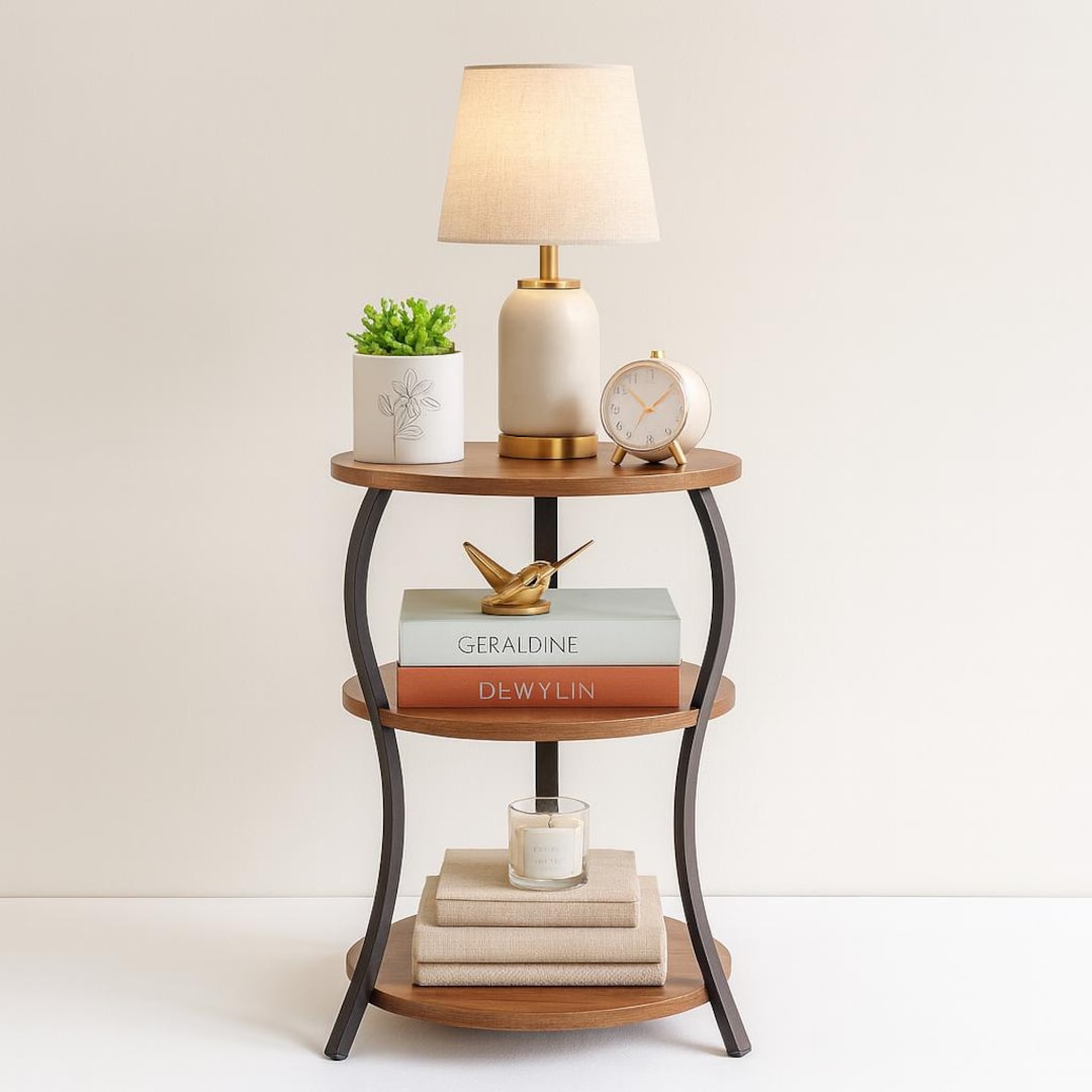 Rustic Round 3 Tier Side Table for Small Spaces - Etsy