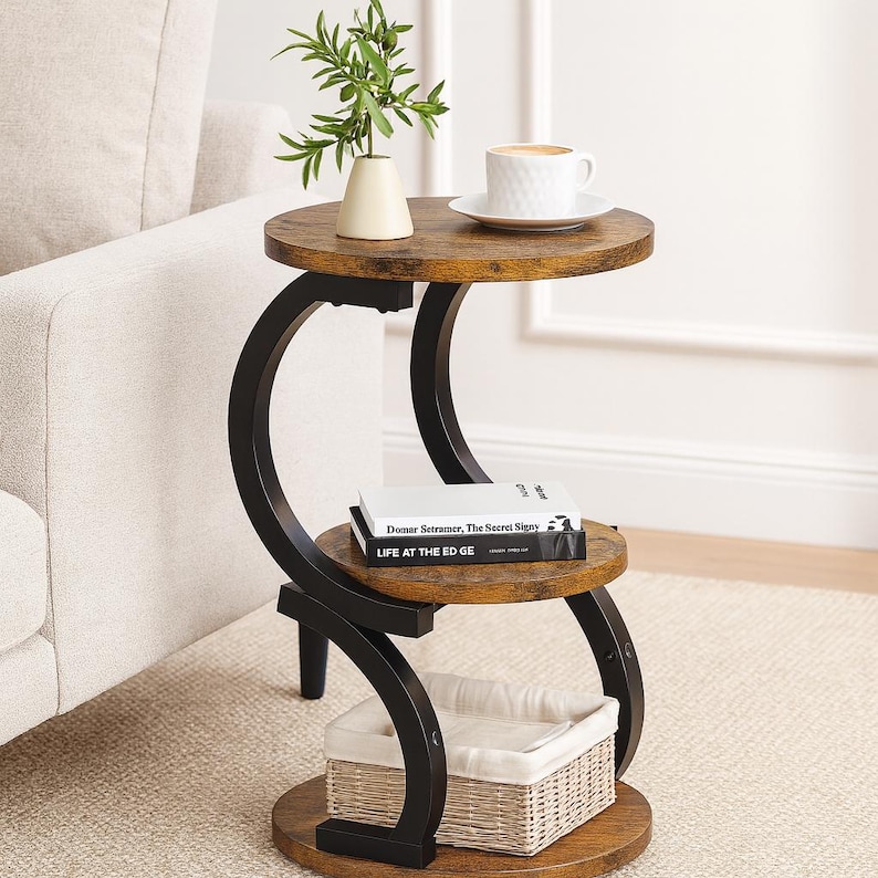 3-tier Round Side Table for Small Spaces - Etsy