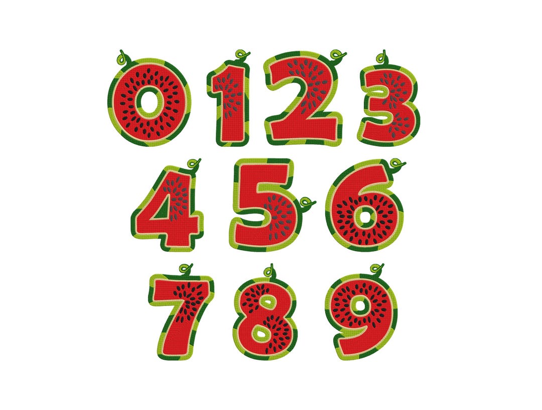 Watermelon Numbers Embroidery Design, Numbers Embroidery Files ...
