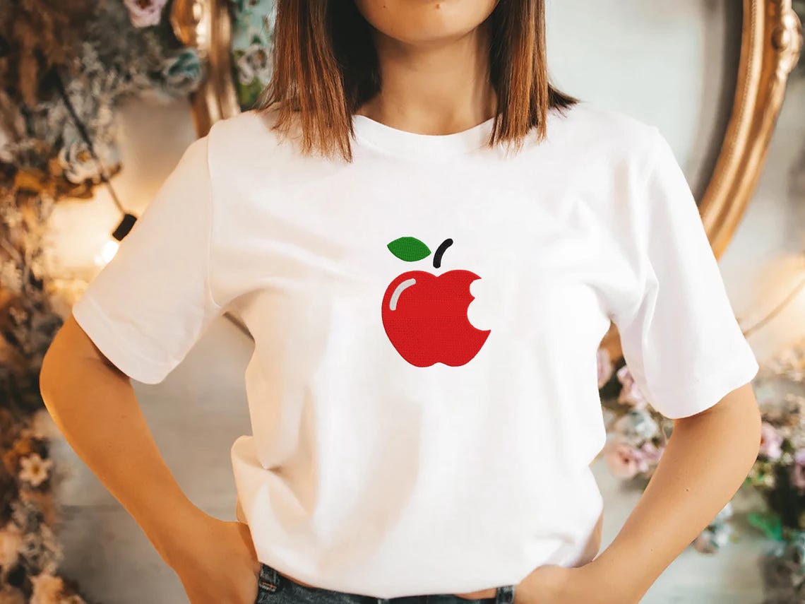 Apple Embroidery Design, Bitten Apple Embroidery, Fruit Machine ...