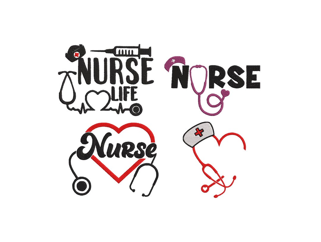 Nurse Life Embroidery, Nurse Design, Heartbeat Stethoscope Embroidery ...