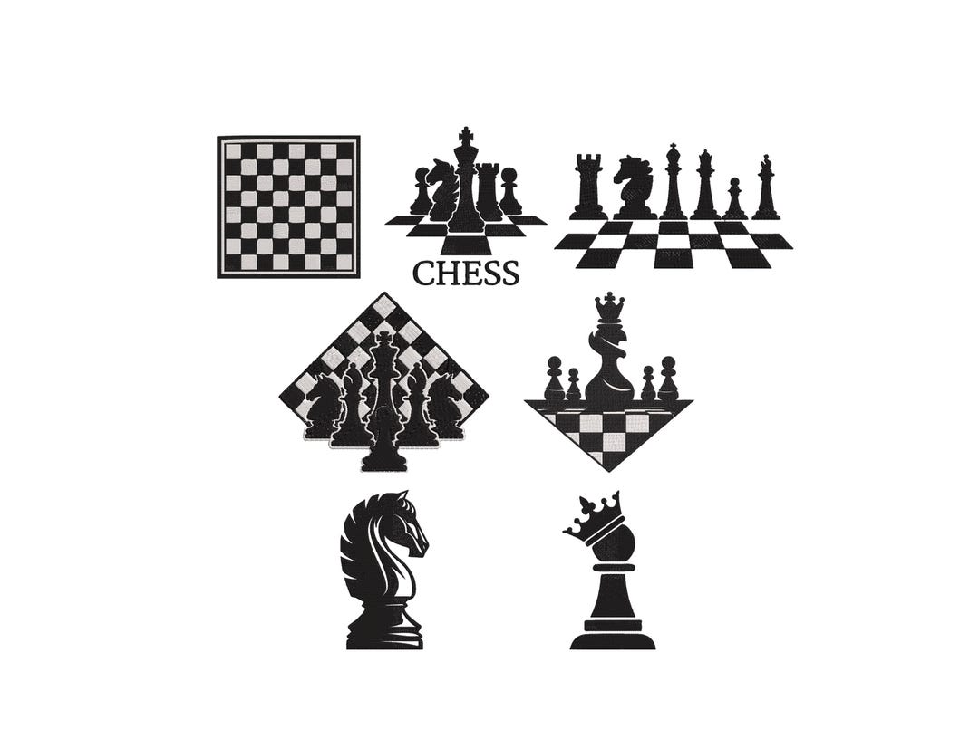 Chess Embroidery Design Files, Chess Pieces Embroidery Files, Chess ...