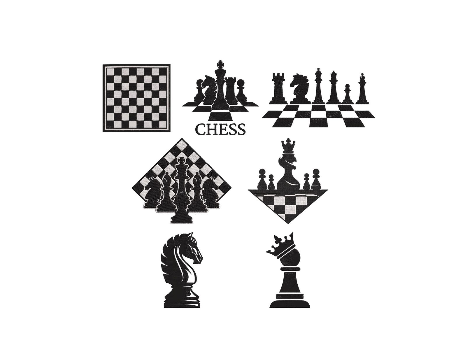 Chess Embroidery Design Files, Chess Pieces Embroidery Files, Chess ...
