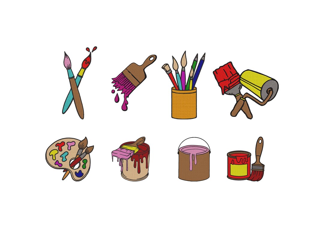 Painter Artist Tools Embroidery, Painting Embroidery, Art of Painting ...