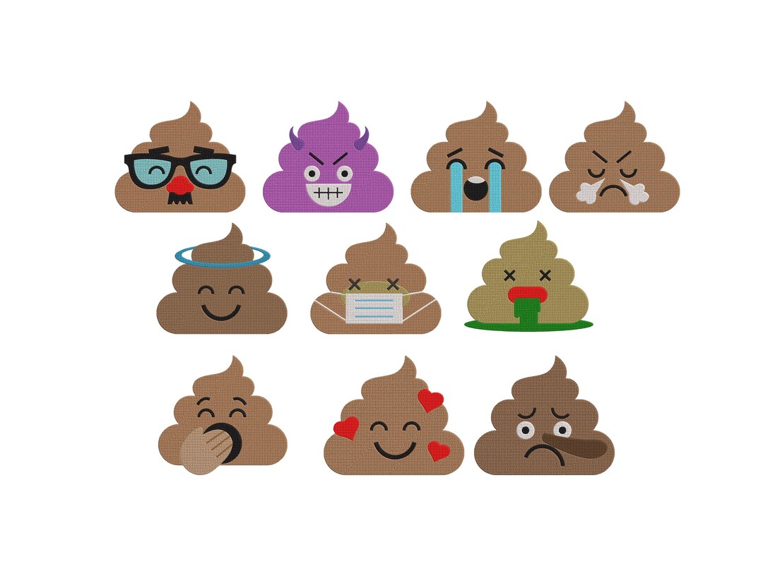 Mini Poop Bundle Embroidery, Cute Poop Face Embroidery Design, Poop ...