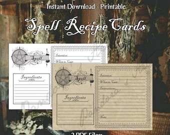 Printable Spell Recipe Card Instant Download Grimoire Pages - Etsy