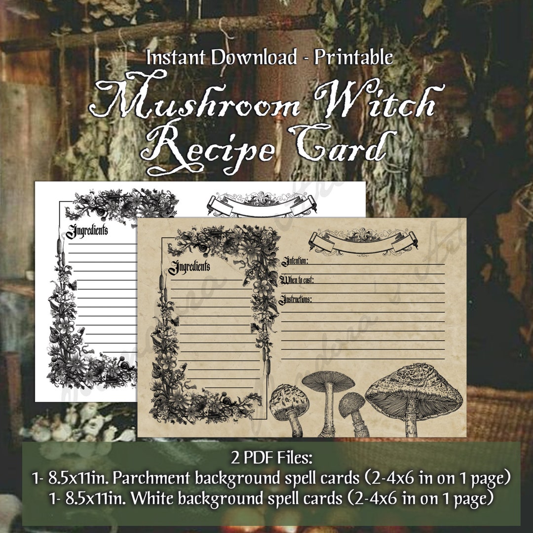 Printable Spell Recipe Card| Instant Download| Grimoire Pages ...