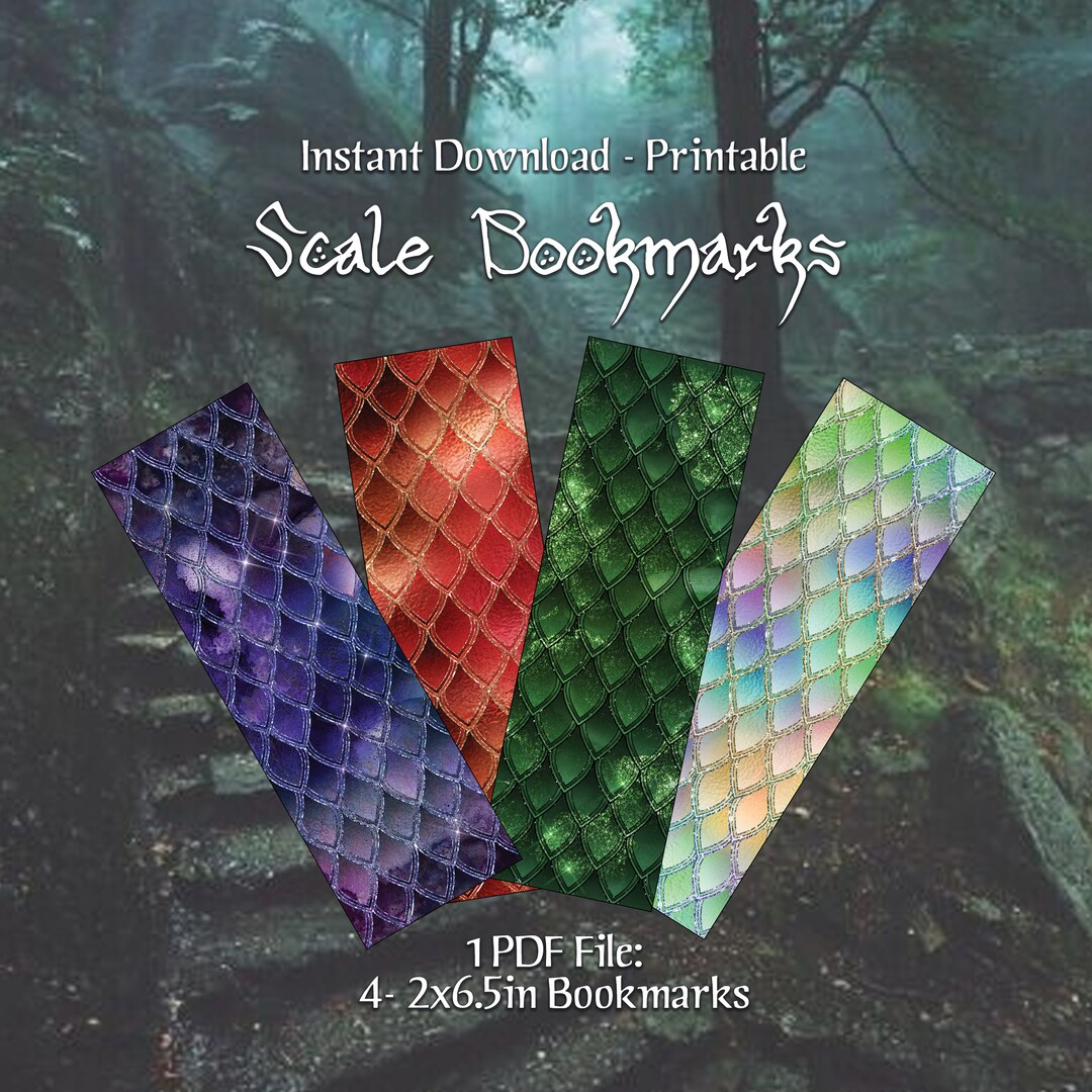 Printable Dragon Scale Bookmarks| Mermaid Scales| Fantasy Bookmarks ...