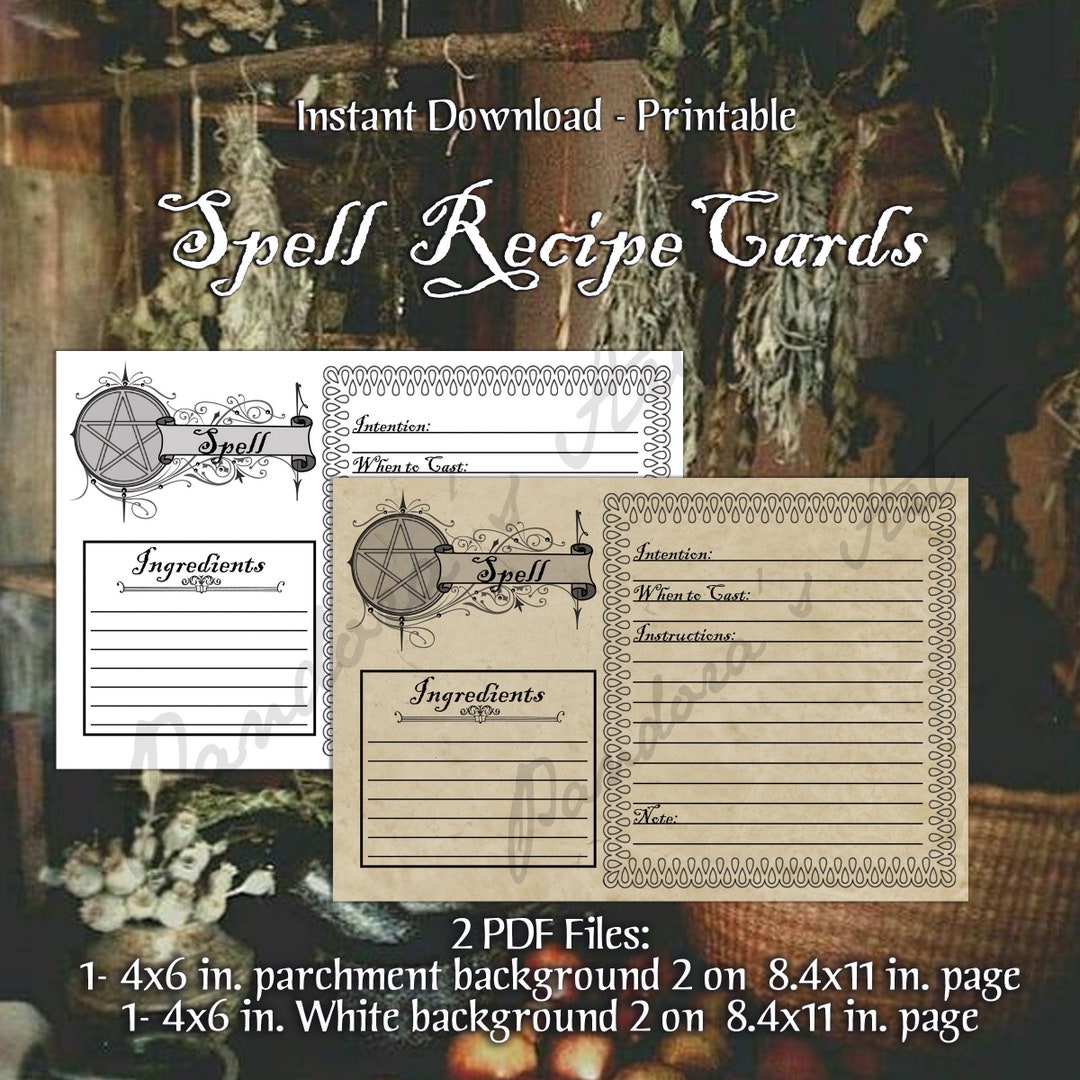 Printable Spell Recipe Card| Instant Download| Grimoire Pages ...
