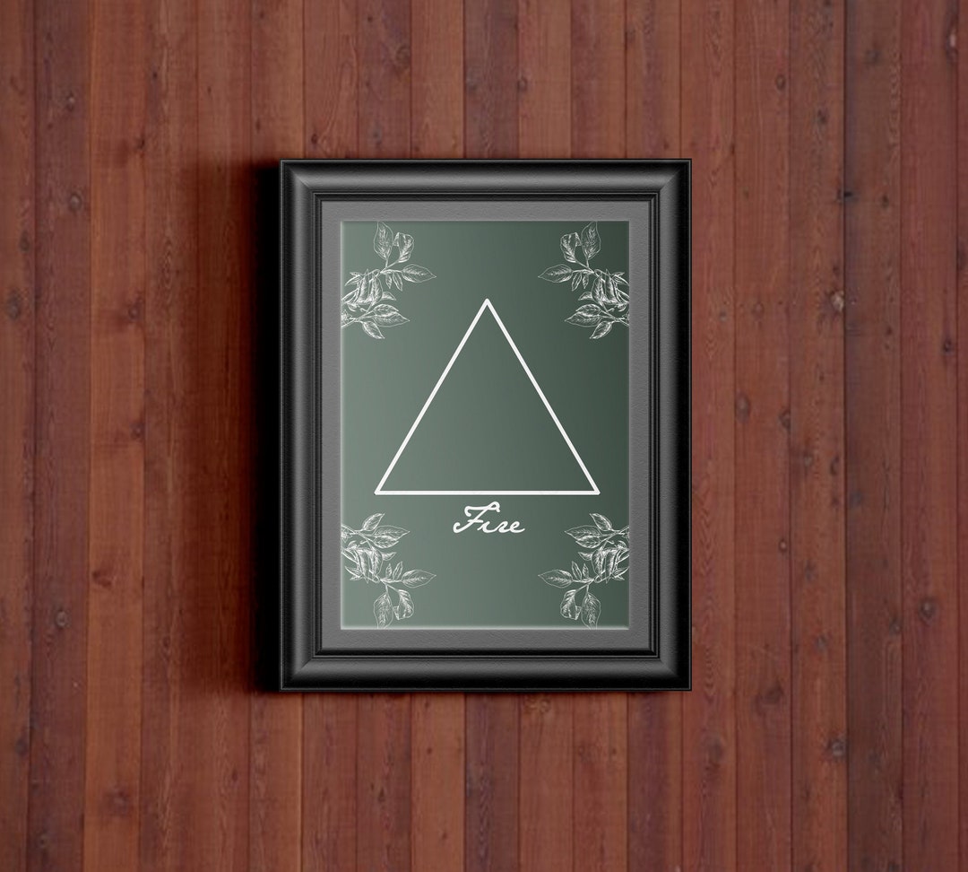 Green Fire Element Triangle Art Print Printable Digital Instant ...