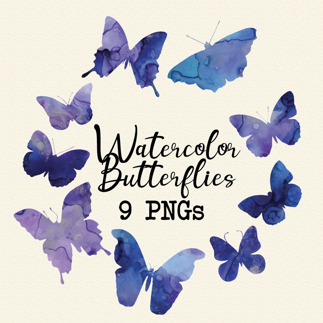 Watercolor Butterflies Clipart PNG Winter Spring Flowers Instant ...