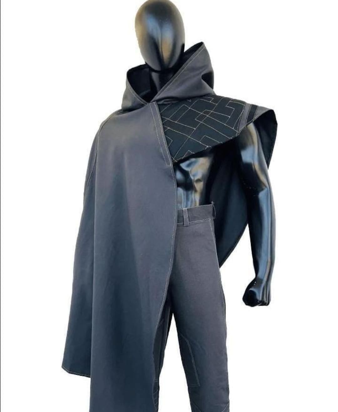 Futuristic Asymmetric Cloak | Dark Sci-fi Shoulder Wrap Cape for ...