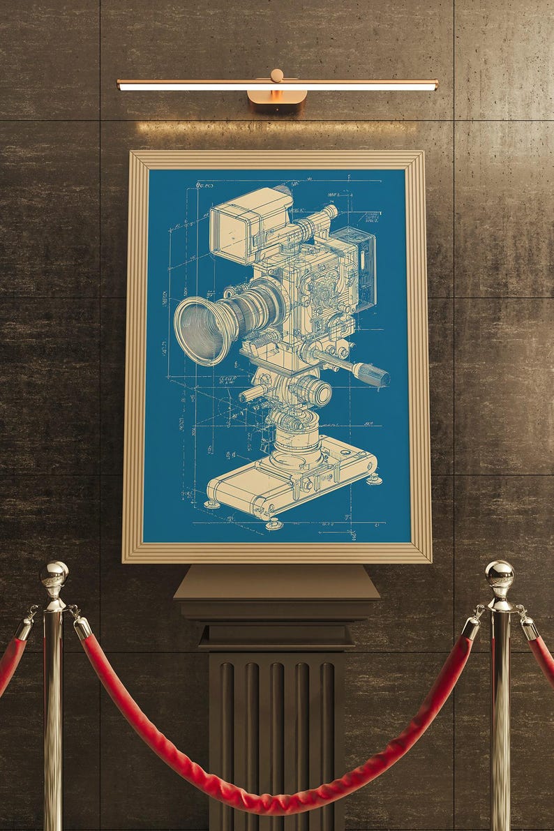 Retro Video Camera Blueprint Poster, Vintage Film Camera Schematic ...