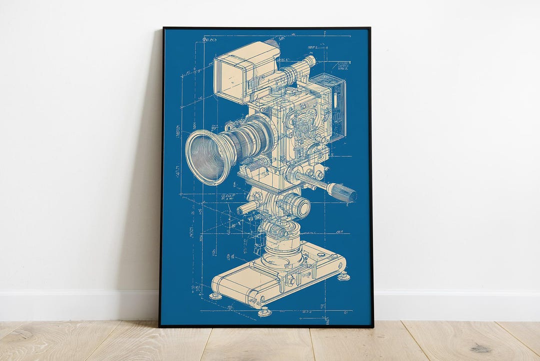 Retro Video Camera Blueprint Poster, Vintage Film Camera Schematic ...