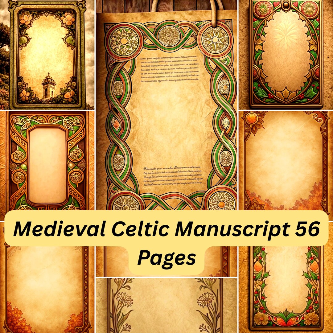 Medieval Celtic Manuscript Journal Pages, Digital Scrapbook Kit ...