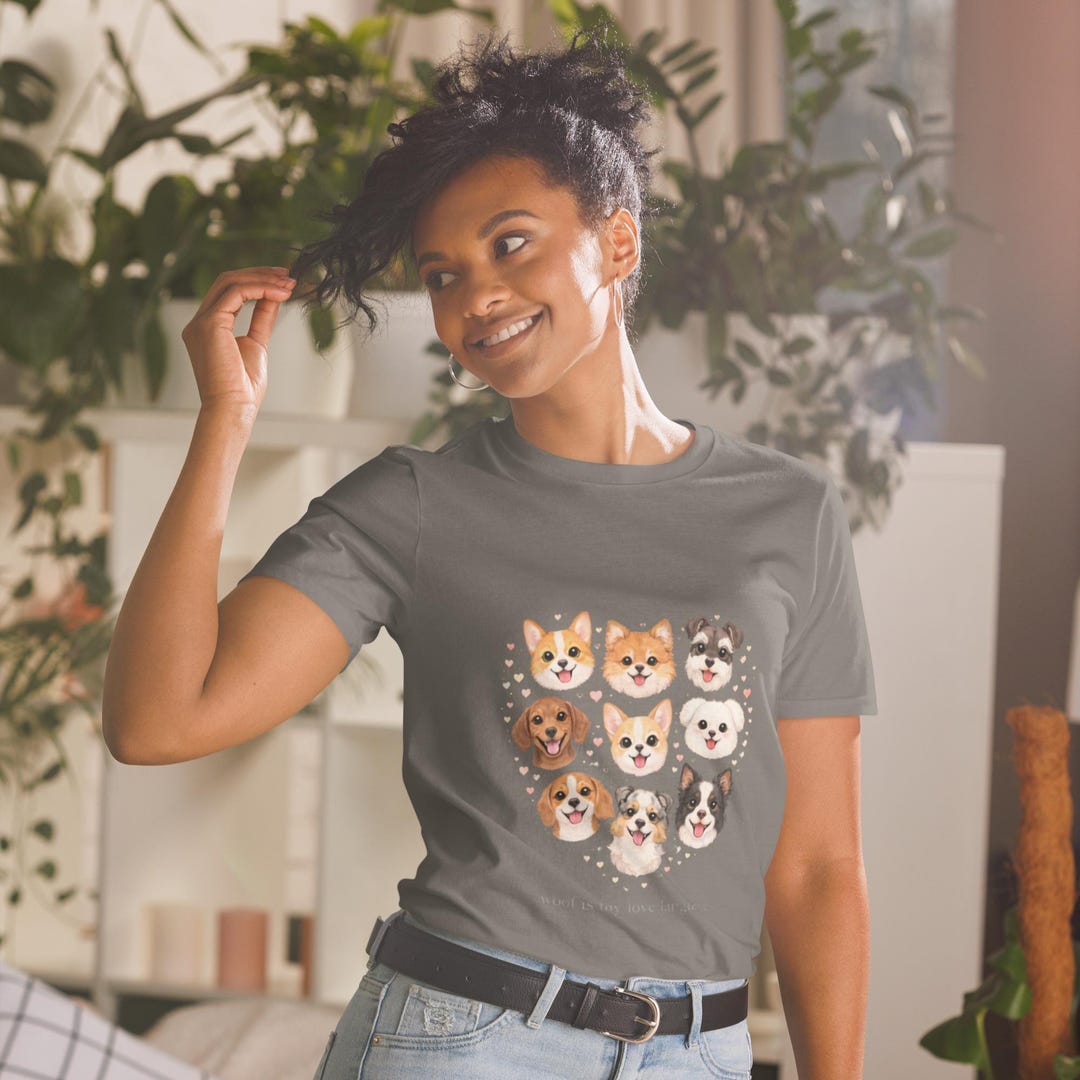 Dogs Are My Love Language T Shirt, Cute Dog Faces Tee, Dog Lover Shirt ...