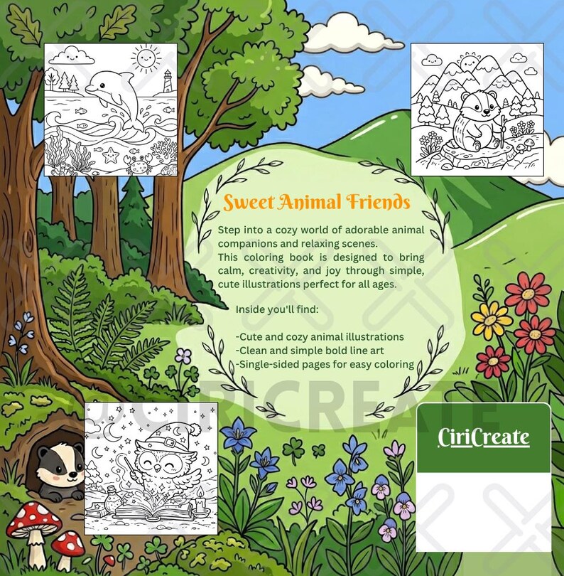 Animal Coloring Pages (50), Cozy Stress Relief Book (PDF Download) - Etsy