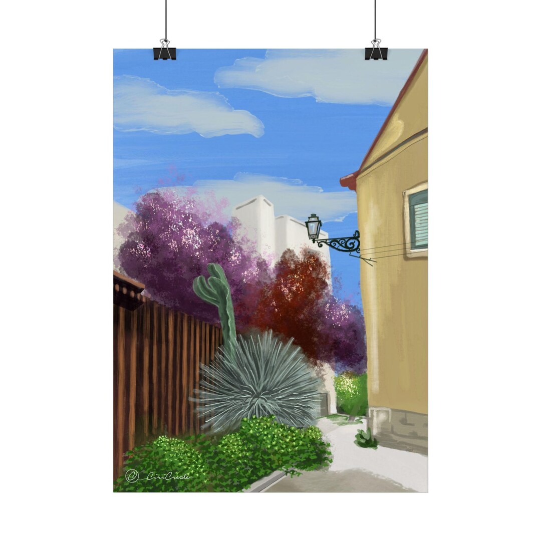 Lisbon Oil Painting Poster | Summer City Plants Wall Art - Handmade NO ...