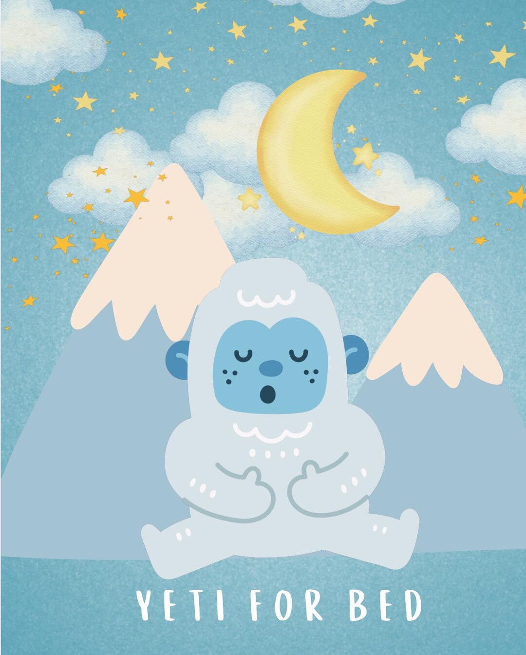 Digital Download | Yeti for Bed Printable Wall Art | Cute Yeti Nursery ...