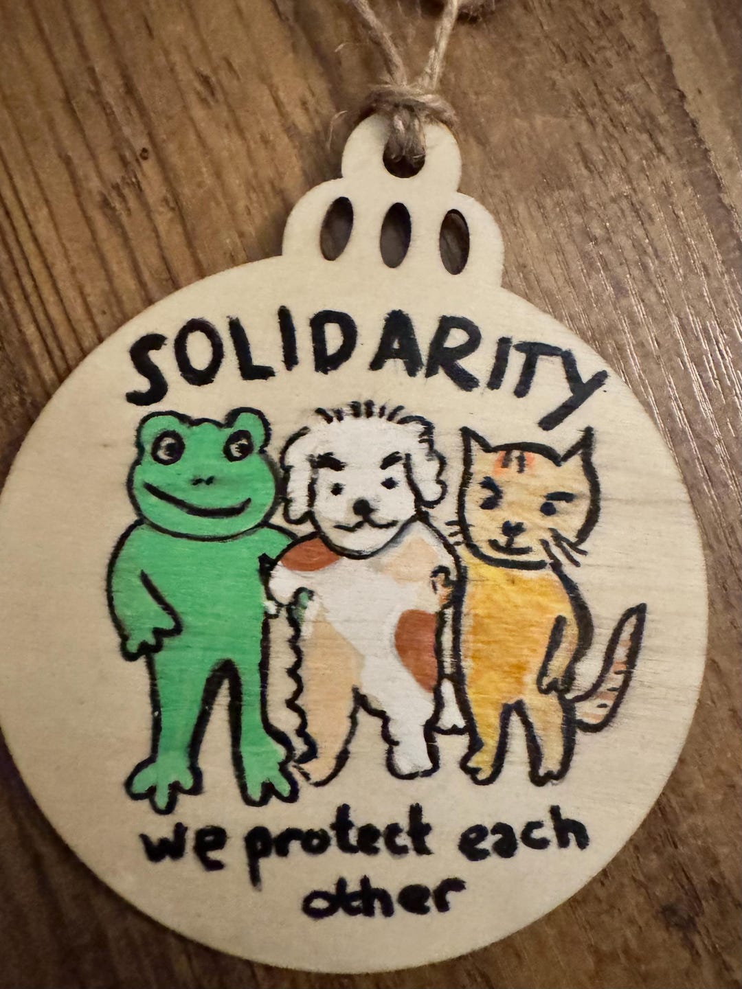 Hand-painted Animal Solidarity Ornament - We Protect Each Other - Etsy
