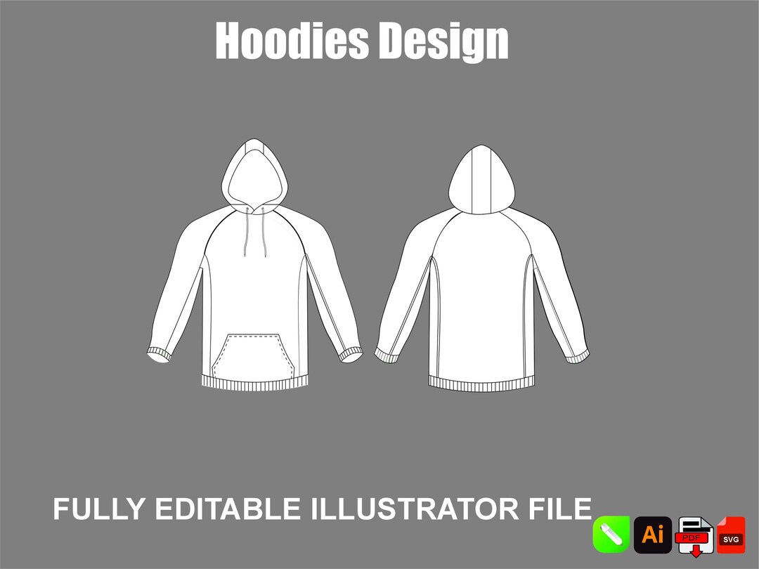 Oversized Cropped Hoodie Vector Mockup Fashion Tech Pack | Streetwear ...