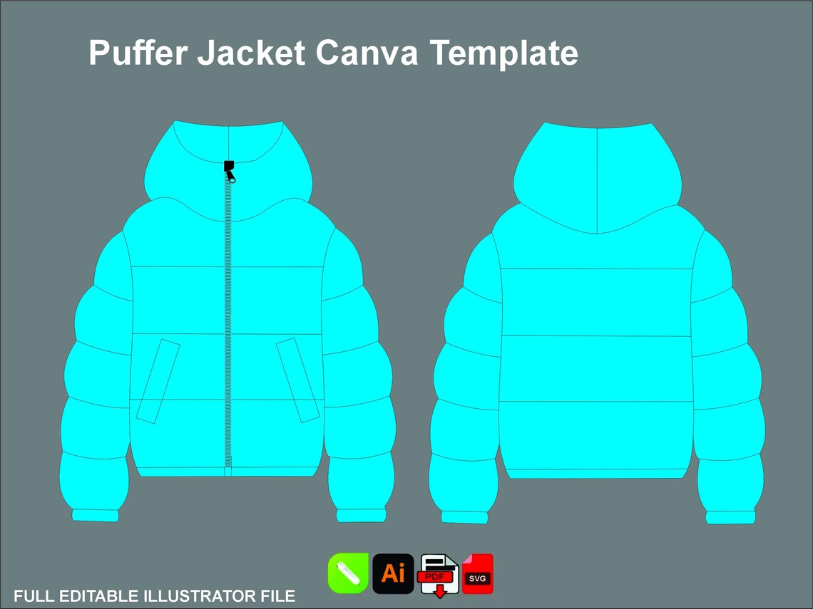 Puffer Jacket Canva Template & Streetwear Vector Mockup Bundle ...