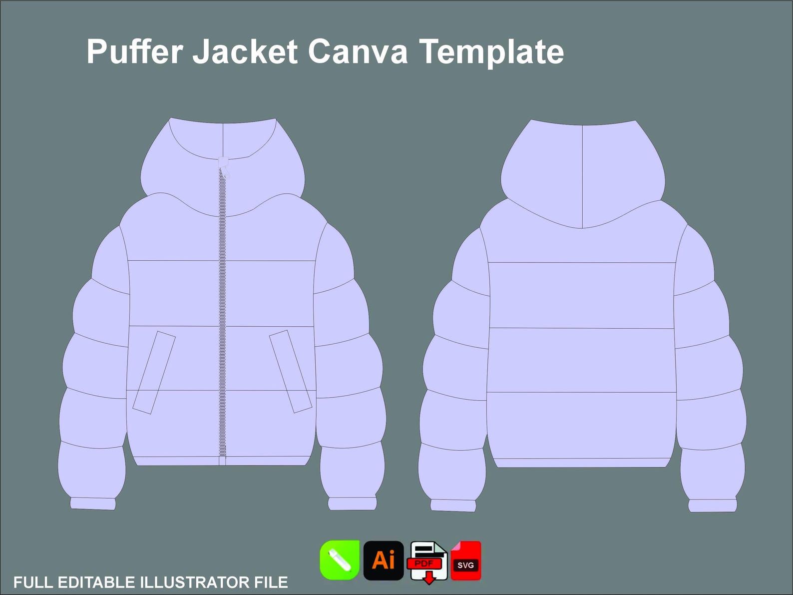 Puffer Jacket Canva Template & Streetwear Vector Mockup Bundle ...