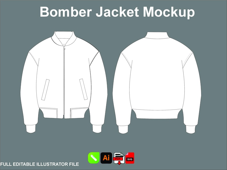Bomber Jacket Mockup Vector Template (SVG, PNG) - Etsy
